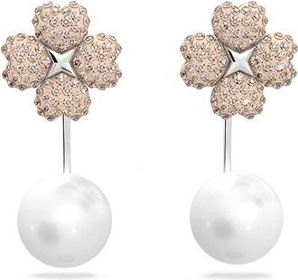 Swarovski Boucles doreilles transformables en forme de fleurs rose Latisha, métal rhodié, rose