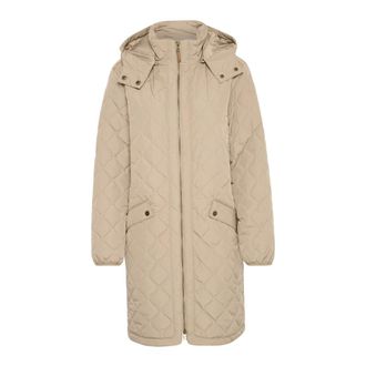 Cream Gepolsterte Jacke mit Kapuze - Silber Mink - - Coats - Damen - Beige - S