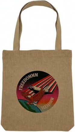 Fabulous Sac Shopping Tote Bag Aspect Lin - Freedom Yeehaw Parodie Etats Unis Texas Collage Vintage Illustration Nasa - Sac de Courses Toile Epaisse 360g Beige