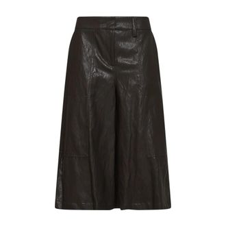 Blanca Vita Lederimitat Lange Shorts - - Shorts - Damen - Braun - XS
