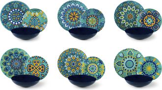 Excelsa Mandala Mediterraneo Tafelservice, 18-teilig, Porzellan, mehrfarbig