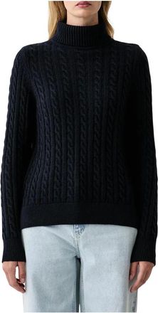 Barbour Pull &agrave; col roul&eacute; en maille torsad&eacute;e Ambleside - Femme - Pulls - Bleu - Taille: 40 FR