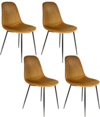 The Home Deco Factory HD67051 - Set mit 4 Cotele Giulia Samtstühlen in Senfgelb, Möbelsitz, Stuhl, Tisch, Sessel, Sitz, Wohnzimmer, Esszimmer, Eingangsbereich, Schlafzimmer