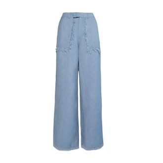 H&eacute;st Leinenhose Faded Denim Gewebte Hose - - Trousers - Damen - Blau - XL