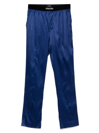 Tom Ford pantalon de pyjama satin&eacute; - Bleu
