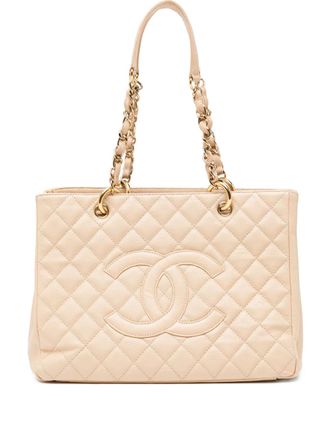 Chanel sac cabas Caviar &agrave; design matelass&eacute; - Tons neutres