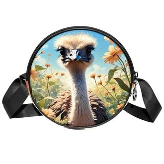 Generic Sac &agrave; bandouli&egrave;re rond pour femme, petit sac &agrave; bandouli&egrave;re avec fermeture &eacute;clair et bretelles r&eacute;glables style d&eacute;contract&eacute; pour femmes et filles