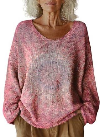 Generic 2026 Chemise Femme Chic Et &Eacute;l&eacute;gant Vintage T Shirt Surdimensionn&eacute;e Manches Longues Blouse Col V avec Boutons Tunique Couleur Unie Chemisier Mode Pas C