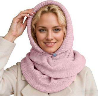 Generic Bonnet Femme Hiver Bonnet Femme Chapeau Femme Hiver Confortable Classique - avec &Eacute;charpe Int&eacute;gr&eacute;e Hiver, Cache-Oreilles Thermique, &Eacute;l&eacute;gant Et Pratique