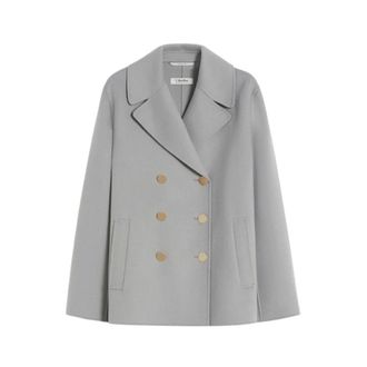 Max Mara Wollmanteljacke aus Breitcord - - Jackets - Damen - Blau - L