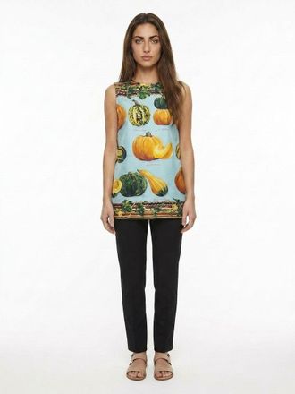 Dolce & Gabbana Womens Bicolor Silk Sleeveles T-Shirt