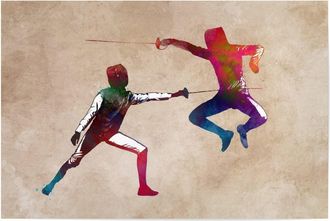artboxONE Poster 90x60 cm Sport Fencers Sport hochwertiger Design Kunstdruck - Bild Sport Fechter Fence