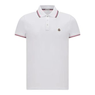 Moncler Homme, Tops, Blanc, Taille: XL Polo &agrave; Bordures Tricolores