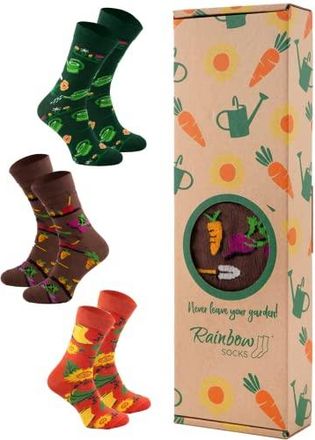 Rainbow Socks Femmes Hommes Chaussettes Jardin Cadeau - 3 Paires - Tournesols Arrosoir Carotte - Taille 36-40