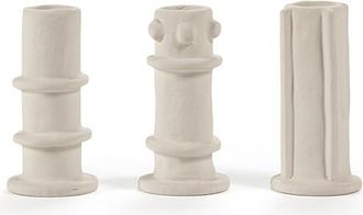 Serax Molly Beige Bougeoir 03 Ensemble de 3 | Molly de Marie Michielssen | Grès, Design Moderne, Finition Mate | L 5 L 5 H 10 CM