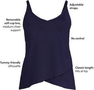 Lands End Tankinitop mit Tulpensaum chlorresistent, Damen, Gr&ouml;&szlig;e:52-54 plus, Blau, Nylon-Mischung, by Lands End