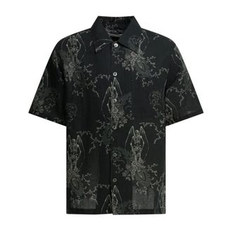 Our Legacy Homme, Chemises, Noir, Taille: M Chemise &agrave; Manches Courtes Boutonn&eacute;e avec Imprim&eacute; Int&eacute;gral
