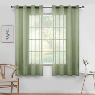 Miulee 2 Panneaux Couleur Pure Rideaux De Fen&ecirc;tre Transparents Lisse &Eacute;l&eacute;gant Panneaux Voile De Fen&ecirc;tre Rideaux Traitement pour Chambre Salon Rideaux &agrave; Oeille
