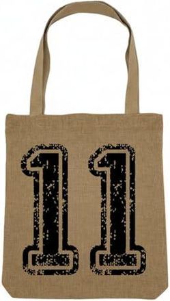 Fabulous Sac Shopping Tote Bag Aspect Lin - Num&eacute;ro de Maillot 11 Noir Football Basketball - Sac de Courses Toile Epaisse 360g Beige Naturel Cabas Port&eacute; Epaule 