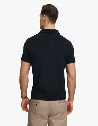 Superdry Polo en tissu &eacute;ponge - Bleu marine &eacute;clipse