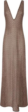 Missoni Femme, Robes, Brun, Taille: 38 FR Robe Maxi Col en V