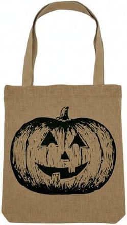 Fabulous Sac Shopping Tote Bag Aspect Lin - Halloween Citrouille Effrayante Verte Peur - Sac de Courses Toile Epaisse 360g Beige Naturel Cabas Port&eacute; Epaule Sol