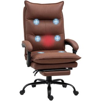 Vinsetto Vinsetto - Bürostuhl mit Massagefunktion Ergonomischer Schreibtischstuhl mit Lendenheizung, Liegefunktion, Fußstütze Höhenverstellbar 360° Drehbar