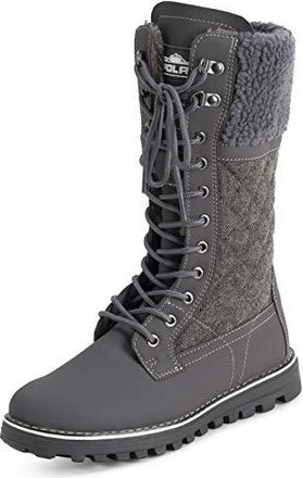 Polar r Femmes Fausse Fourrure Chaude Thermique Imperméable En Marchant Neige Lhiver Semelle En Caoutchouc Bottes - Gris Textile - UK3/EU36 - YC0612