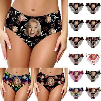 Generic Culotte de bikini personnalis&eacute;e pour femme avec photo visage personnalis&eacute; Culottes de bain Bas de bain Saint-Valentin S-3XL, 01-Rouge brique, S