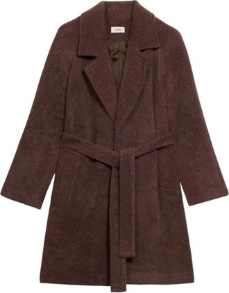 Oltre Femme, Manteaux, Brun, Taille: 38 FR Manteau en maille avec ceinture