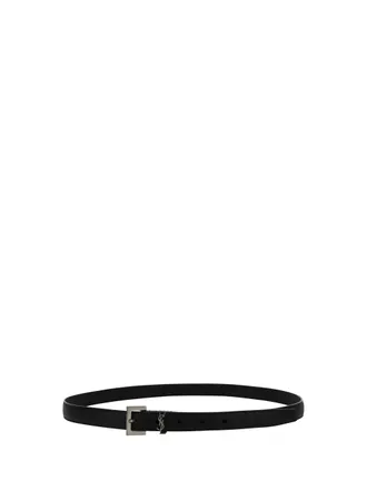 Saint Laurent Mens Leather Belt Black Lambskin