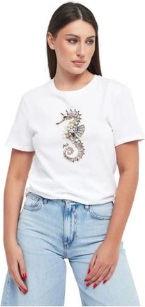 Liu Jo Femme, Tops, Blanc, Taille: 36 FR T-shirt Hippocampe