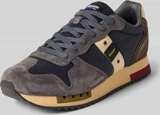 Blauer Sneaker aus Leder-Mix Modell Queens