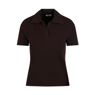Roberto Collina Polo mc scollo a V maniche corte - - Tops - Damen - Braun - L
