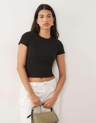 Good American T-shirt raccourci ultra-stretch - Noir