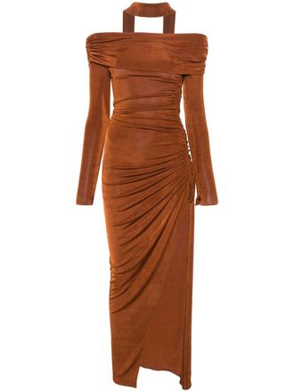 Atu Body Couture robe longue à épaules dénudées - Marron