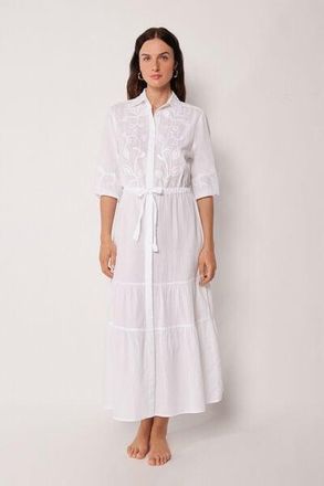 Calzedonia Langes Kleid Mit Stickerei Wei&szlig;