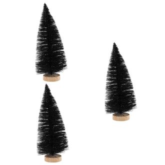 Cabilock 3St Kleiner schwarzer Weihnachtsbaum Streifen Schwarze Weihnachtsb&auml;ume mini Tannenbaum k&uuml;nstlich k&uuml;nstlicher mini Christbaum tischdeko k&uuml;nstlicher Wei