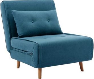 Vente-Unique Fauteuil Convertible en Tissu Bleu URIBIA