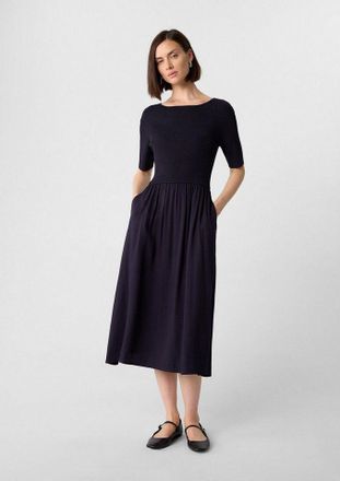 Comma Midikleid Kleid Midikleid im Materialmix und Eingrifftaschen