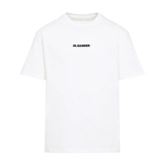 Jil Sander Homme, Tops, Blanc, Taille: M T-Shirt Logo Porcelaine