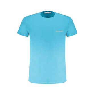 Trussardi Blau Baumwolle Bedruckt Logo T-Shirt - - Tops - Herren - Blau - XL