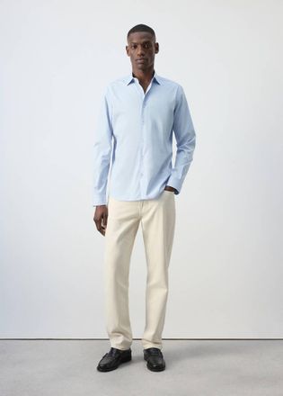 Mango Chemise 100 % coton regular-fit &agrave; rayures bleu ciel - Homme - XXL - MANGO MAN