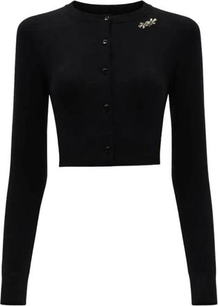 Simone Rocha Femme, Pulls, Noir, Taille: 40 FR Gilet Court Orn&eacute; En Laine M&eacute;rinos Et Soie