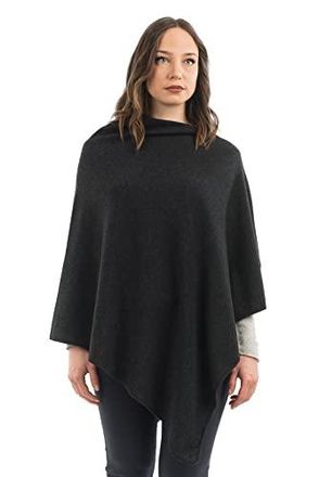 DALLE PIANE CASHMERE Poncho en cachemire m&eacute;lange - Made in Italy - Femme, Couleur: Anthracite, Taille unique