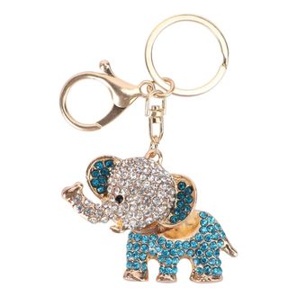 Holibanna Elefant Schl&uuml;sselanh&auml;nger Strass Glitzer Blau Zinklegierung Funkelnder Taschenanh&auml;nger 12X7X1.5Cm Geschenk F&uuml;r Familie Und Freunde
