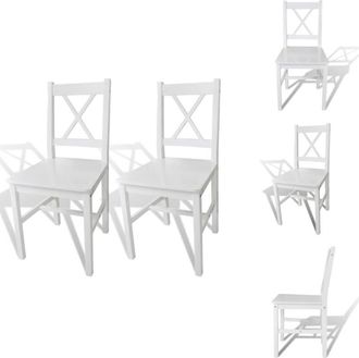 vidaXL Chaises à manger lot de 2 blanc bois de pin - Chaise De Salle À Manger - Chaises De Cuisine - Chaise Blanche - Meuble De Salle À Manger - Mobilier