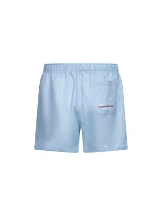 Holy Caftan Mens Boxer-Style Shorts Libera Marina Linen Light Blue