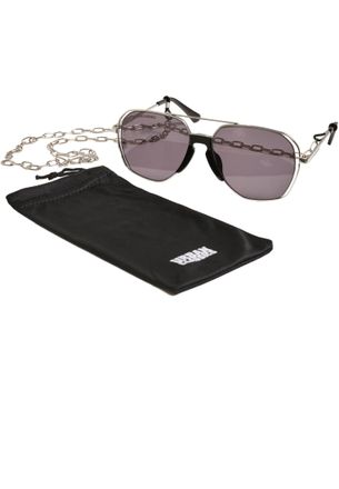 Urban Classics Unisex Sonnenbrille Sunglasses Karphatos with Chain silver one size