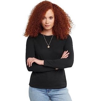 Hanes Womens Long Sleeve Tee, Ebony, XX-Large
